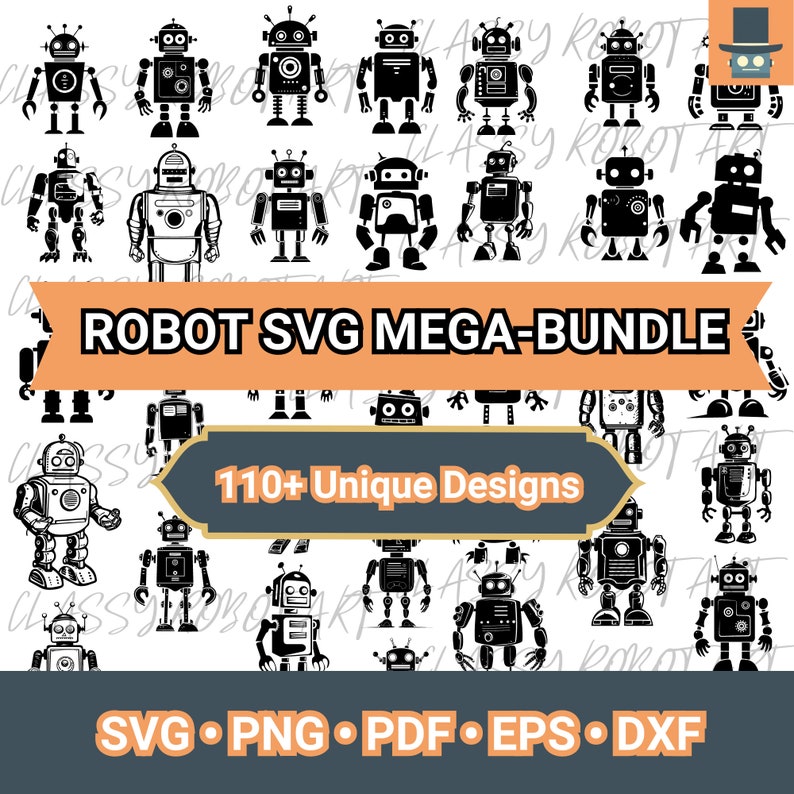 110 ROBOT DESIGNS Mega-bundle Robot SVG Designs Robot Png - Etsy