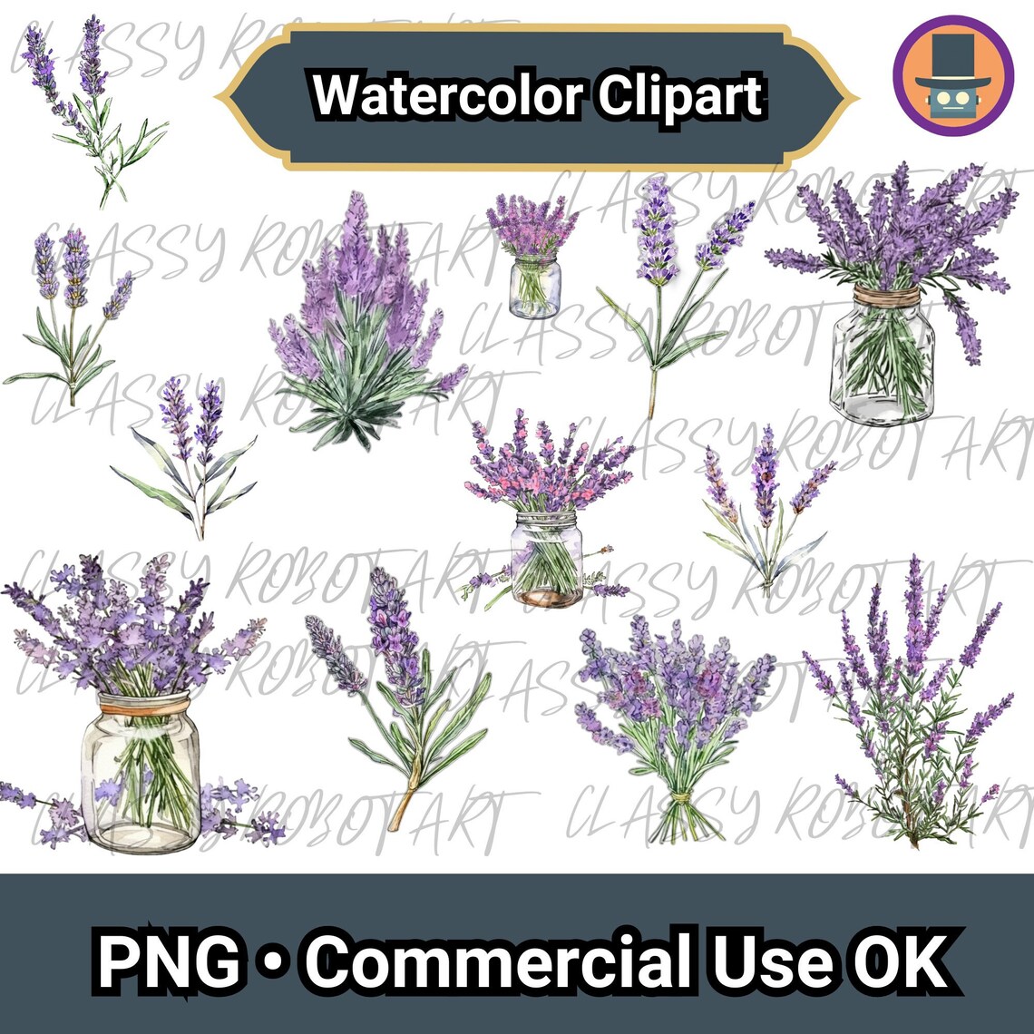 Watercolor Lavender Clipart - Lavender PNG, Lavender Graphic Commercial ...