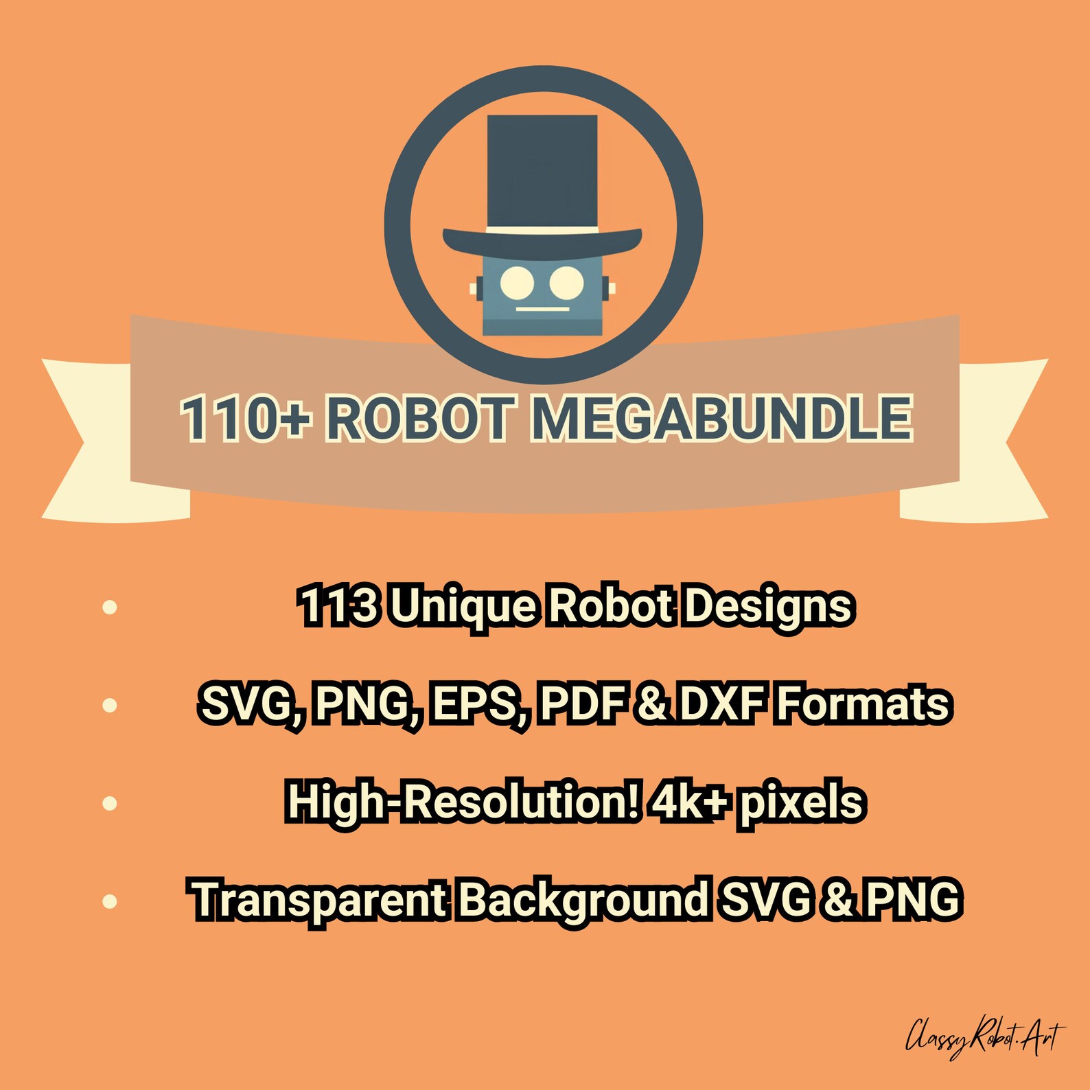 110+ ROBOT DESIGNS Mega-bundle | Robot SVG Designs | Robot Png | Robot ...