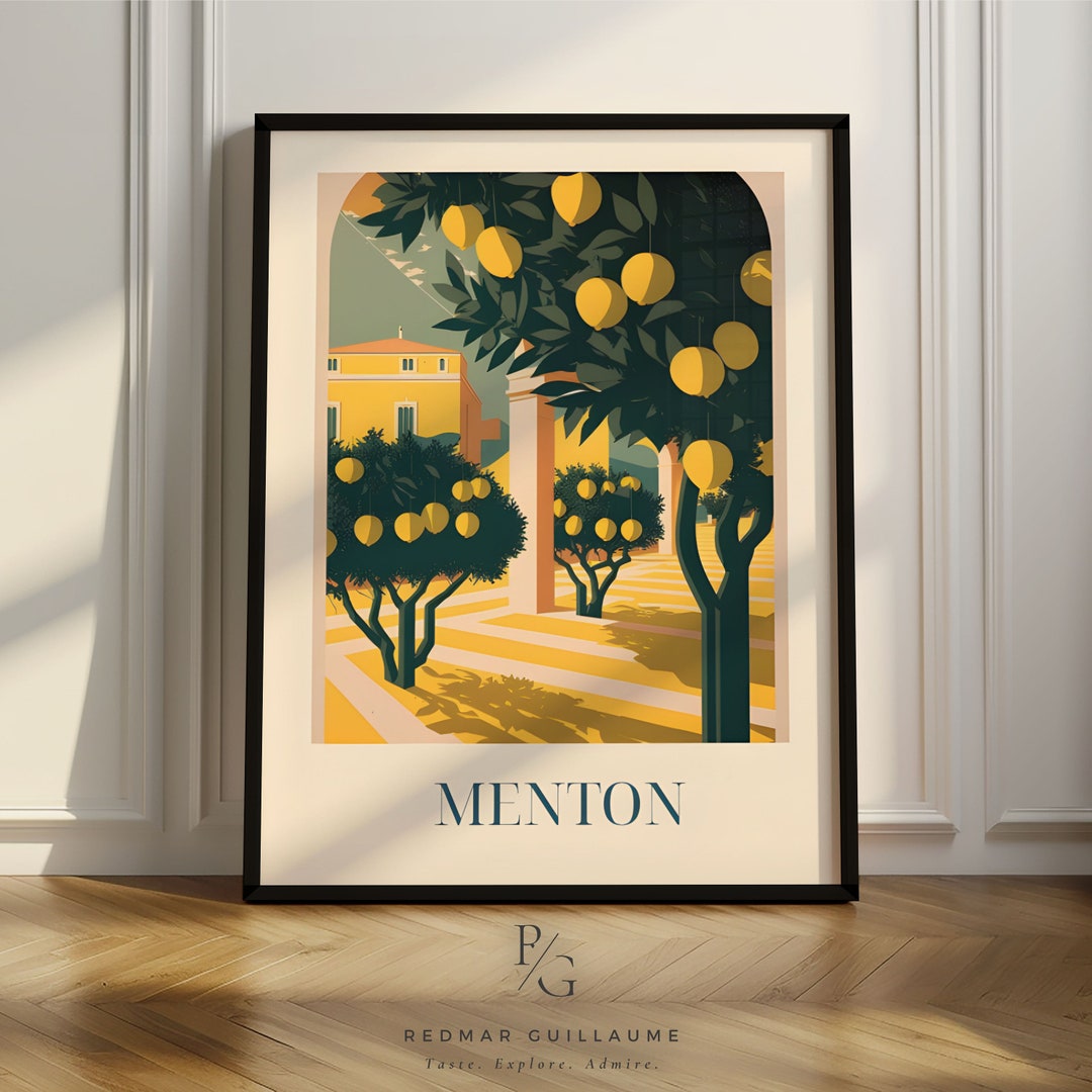 Lemon Artsy Kitchen Poster, Menton Lemon Capital, Vintage France Poster ...