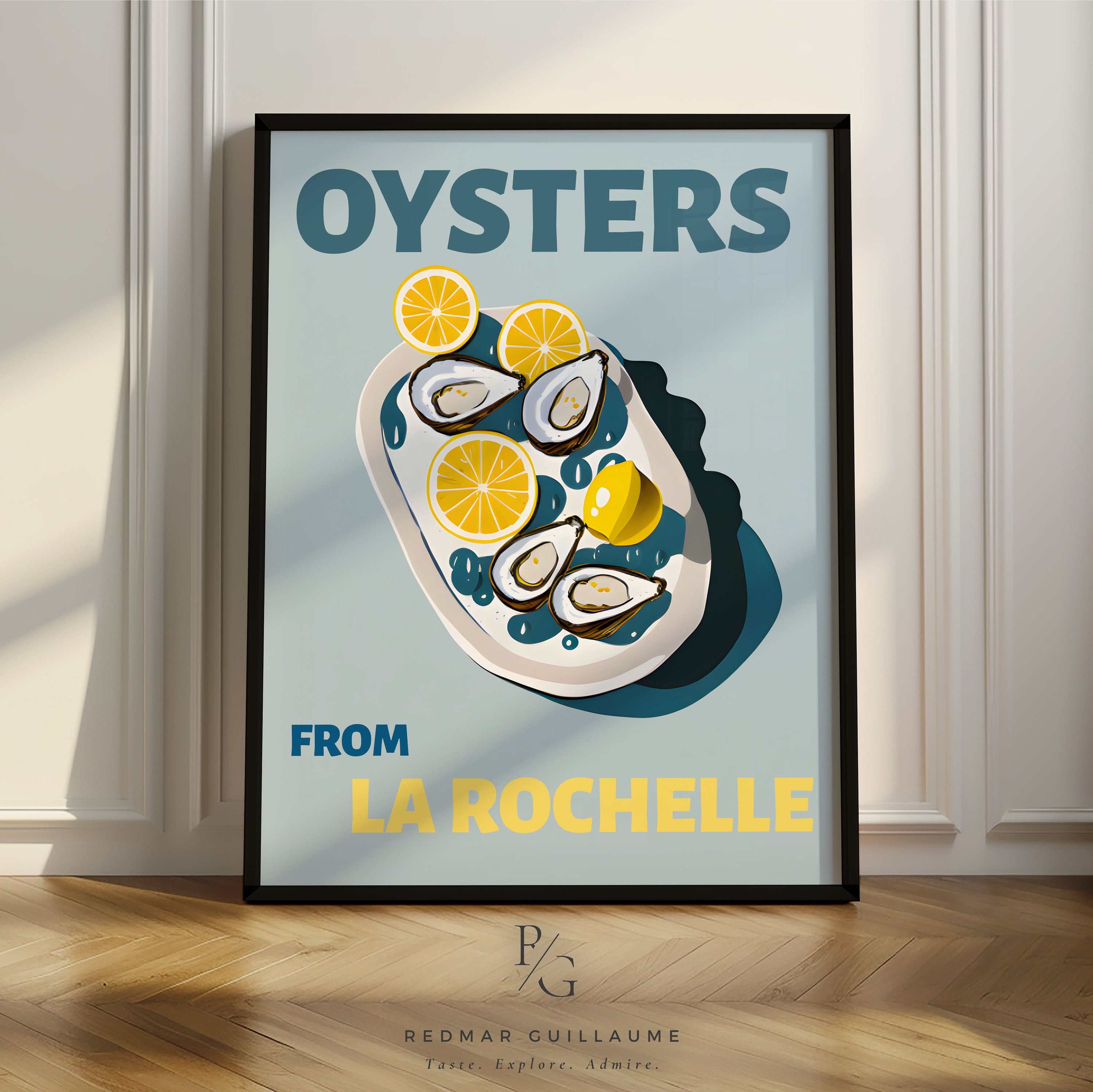 Oysters From La Rochelle Artwork Kitchen Poster French Food Kitchen ...