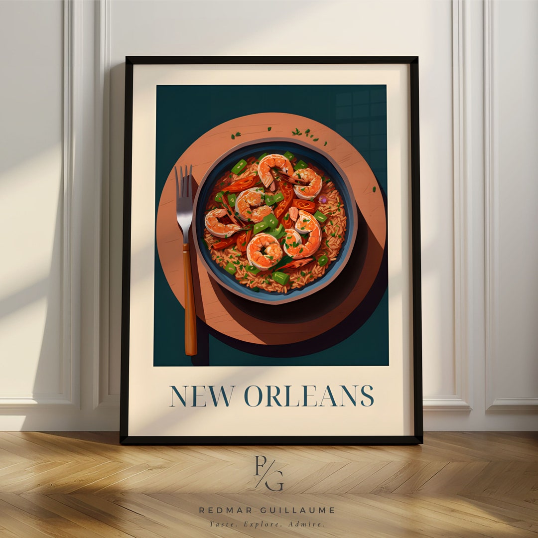 Jambalaya Kitchen Poster, New Orleans Food Art, Artsy Rice Kitchen ...