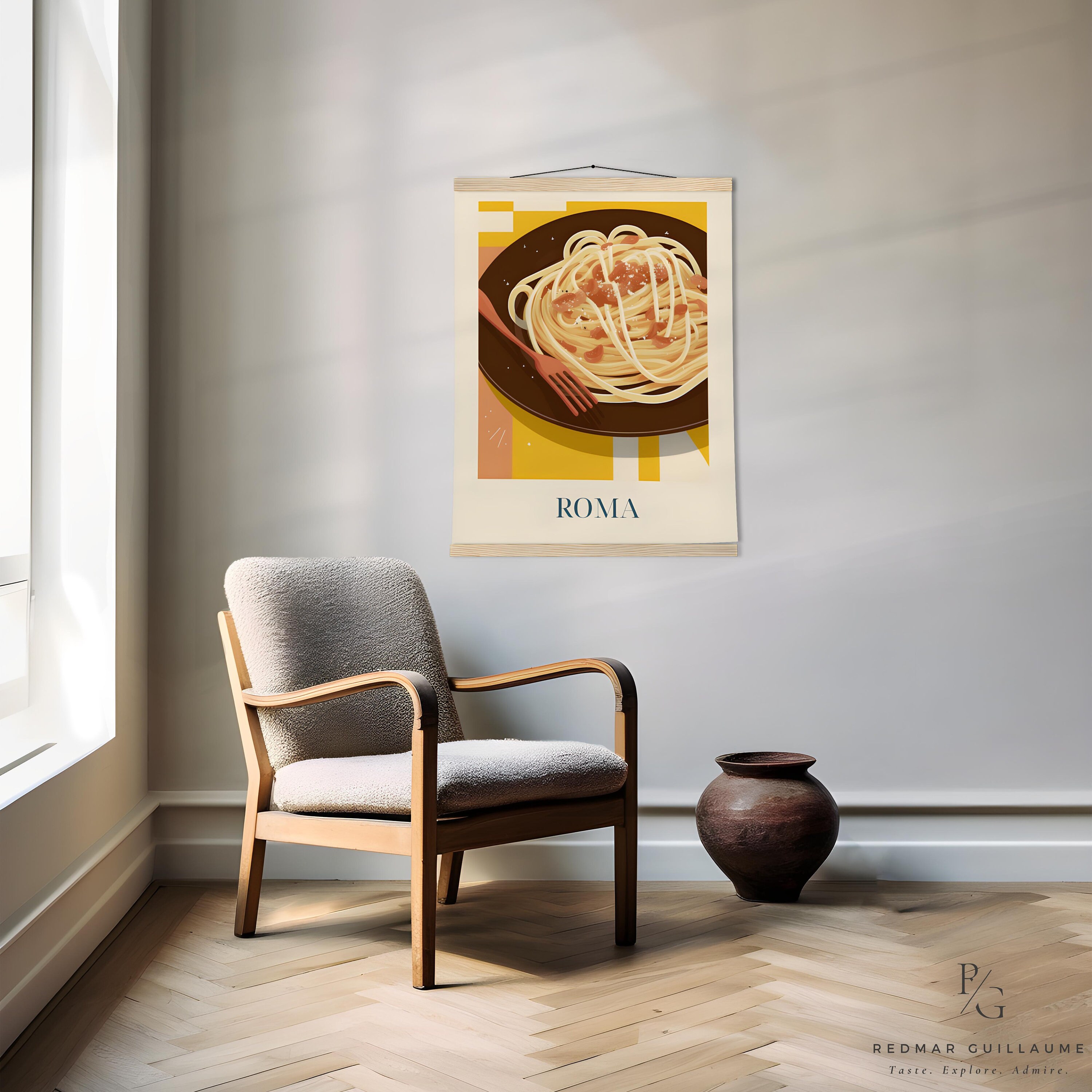 Spaghetti Carbonara Food Art Rome Print Italian Kitchen Poster Digital ...