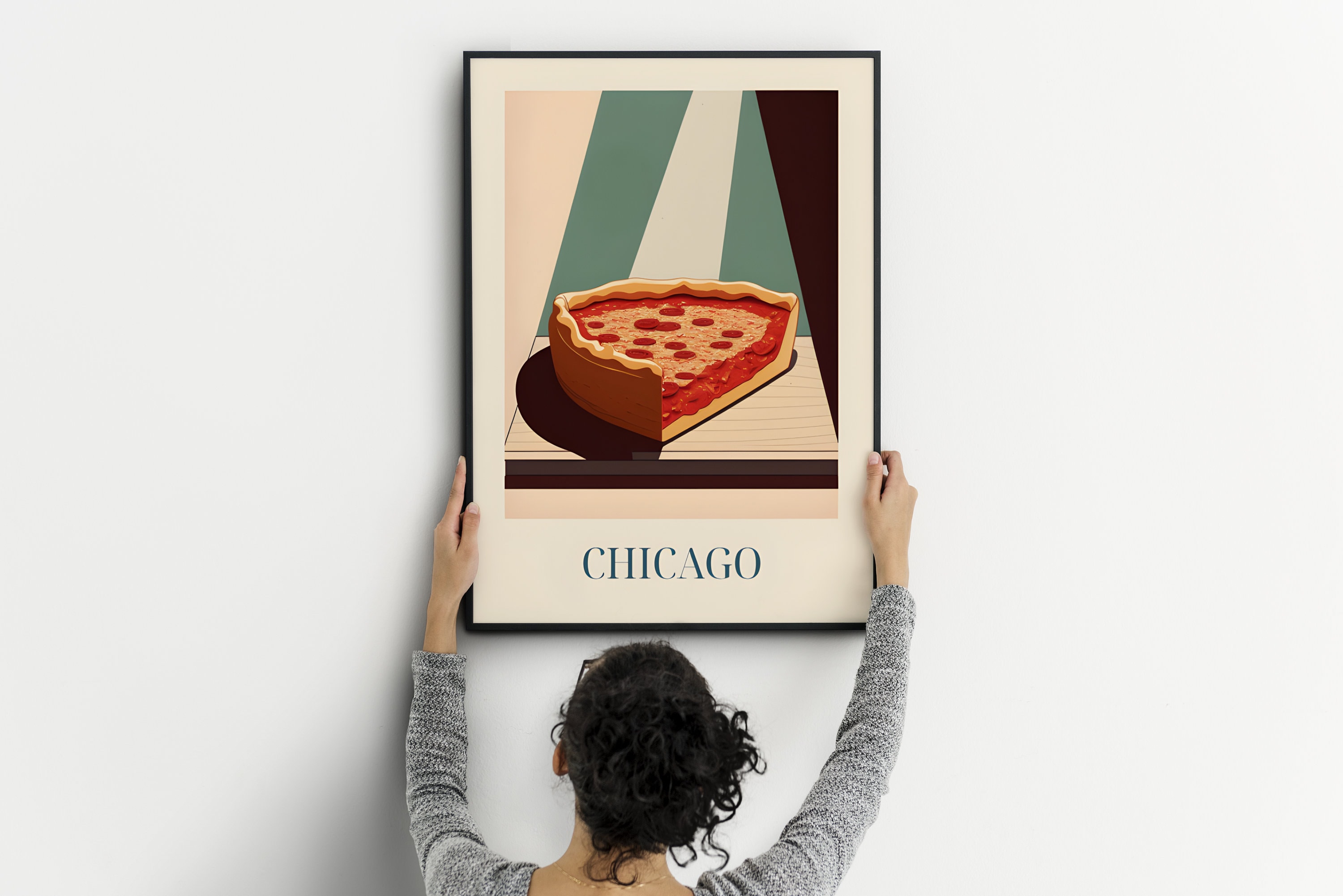 Deep Dish Pizza Food Art Chicago Print American Kitchen - Etsy