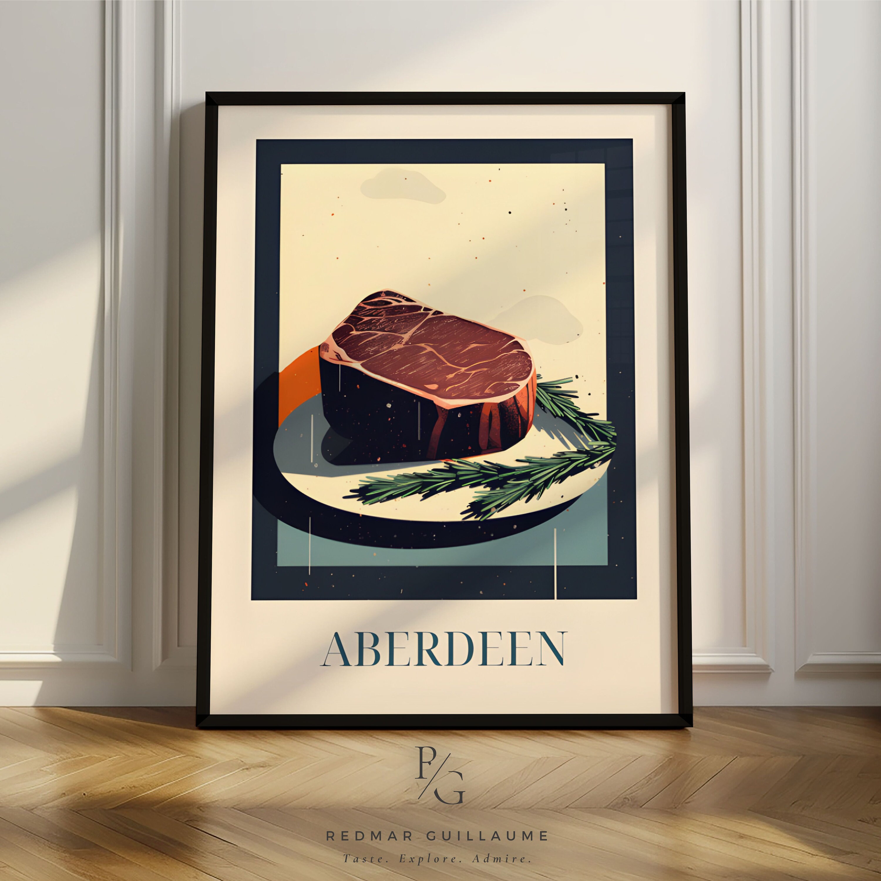 Black Angus Steak Artsy Kitchen Poster, Aberdeen Wall Art, Vintage ...