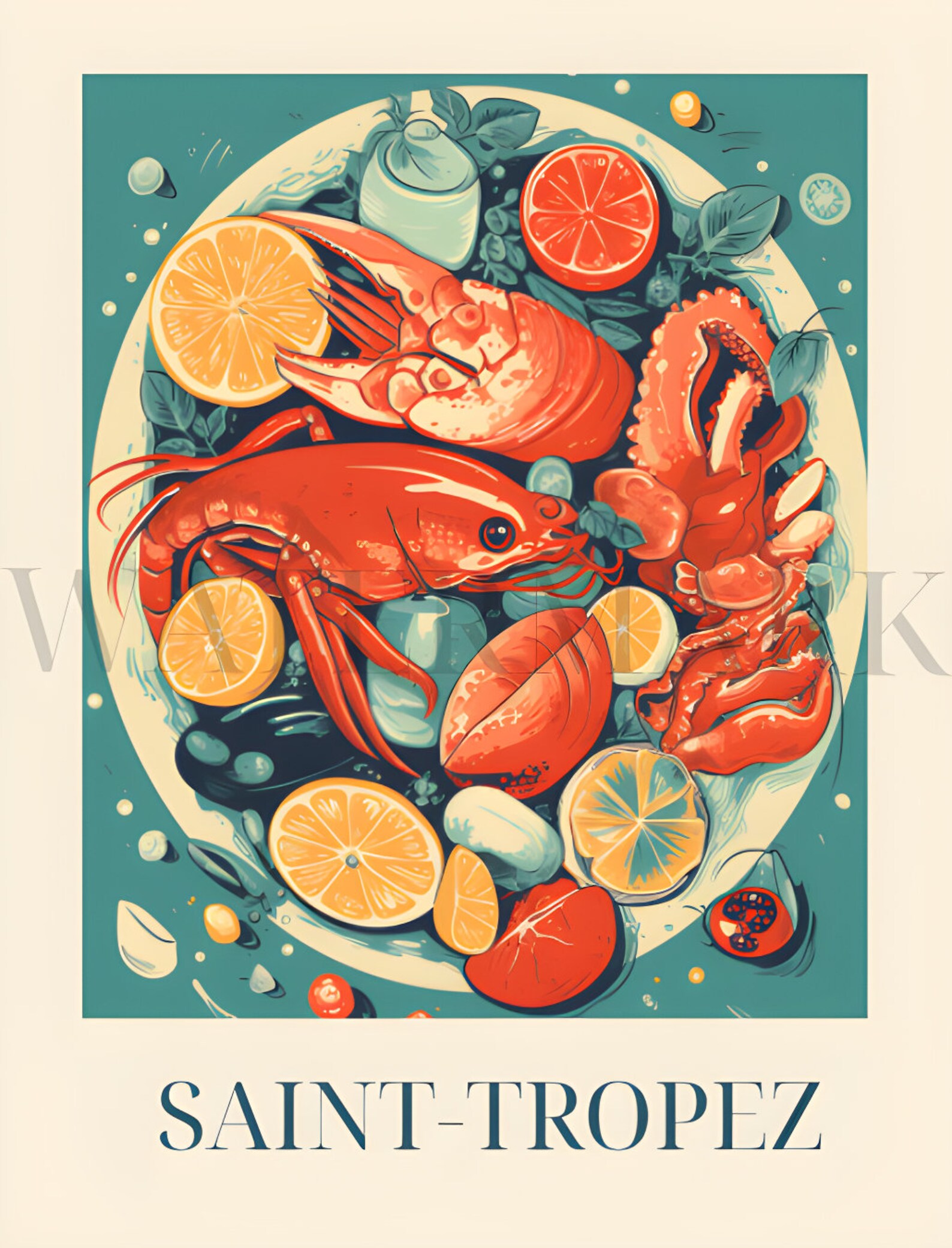 Fruit De Mer seafood Art Saint-tropez Print French - Etsy