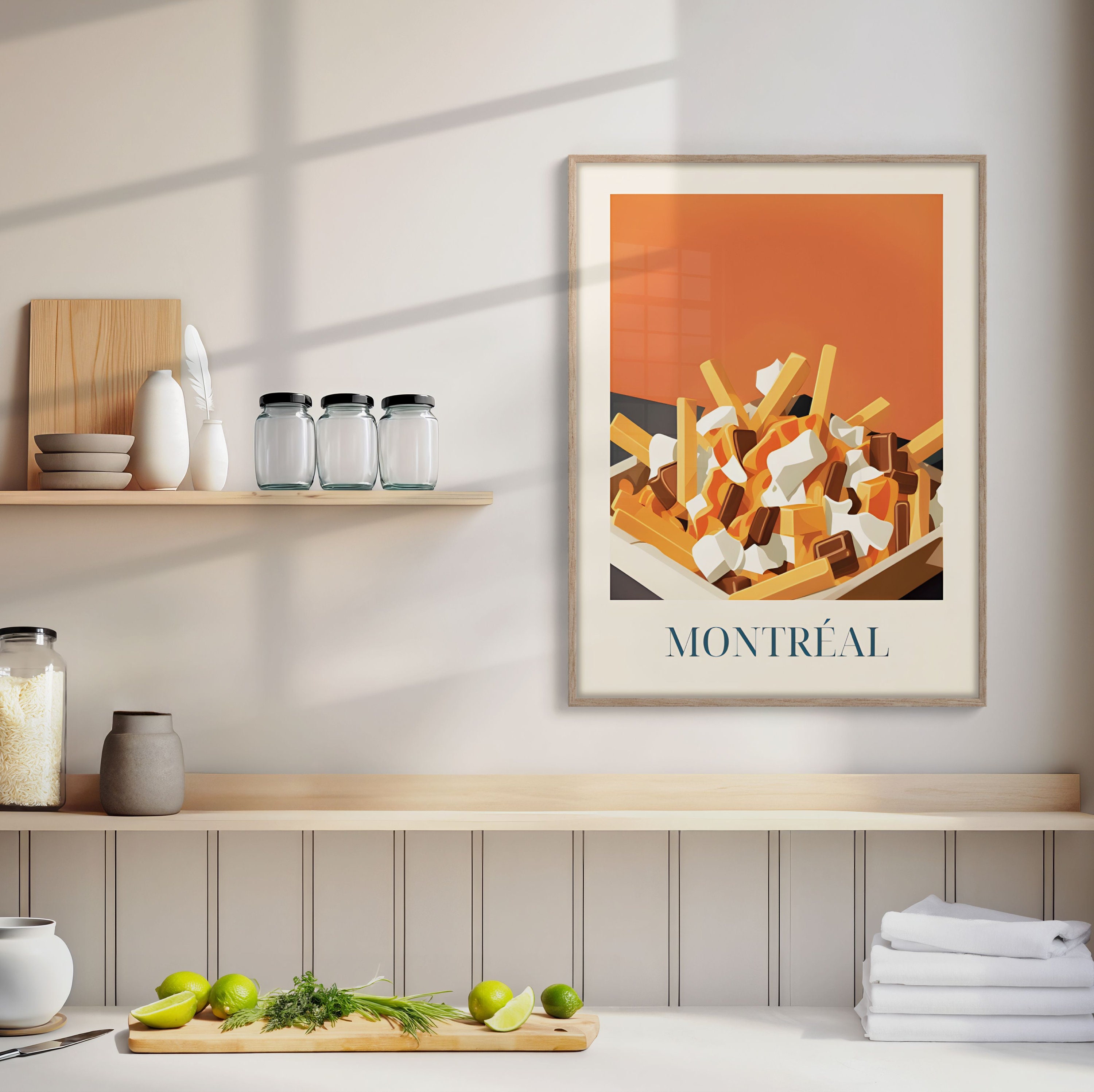 Poutine Fries Artsy Kitchen Poster, MONTRÉAL Art, Canadian Food Art ...