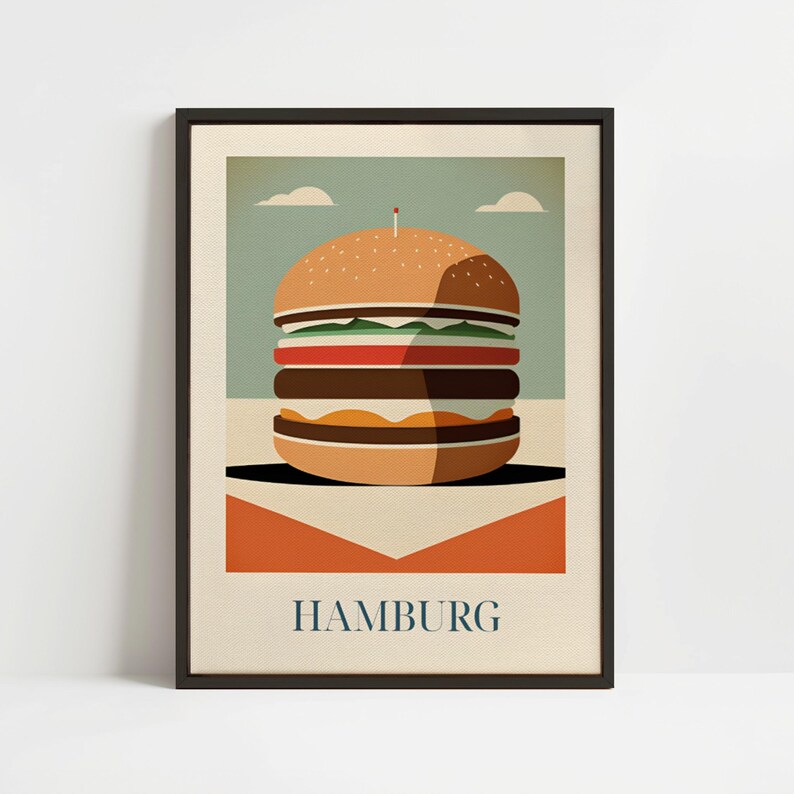Hamburger From Hamburg, Germany - Framed Canvas - Kitchen Wall Art ...