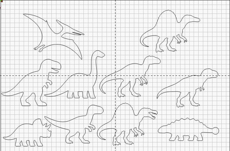Dinosaur Silhouettes SVG DXF AI | 11 Dinosaurs + Free Footprints ...