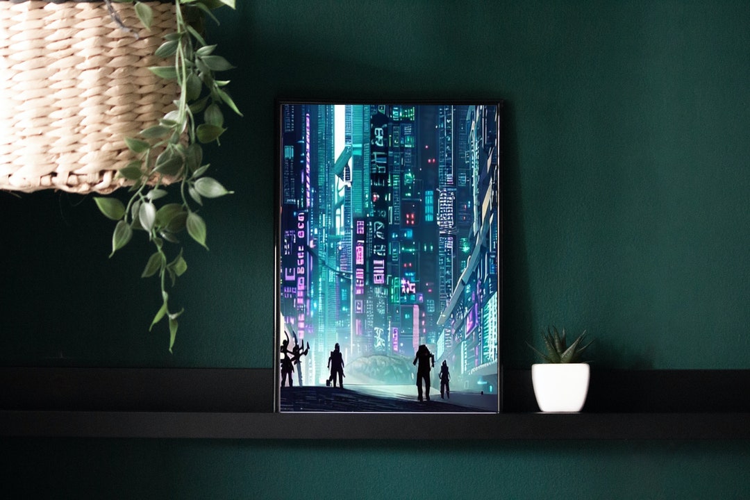 A Cyberpunk Metropolis Where Humans and Robots Live Together - Etsy