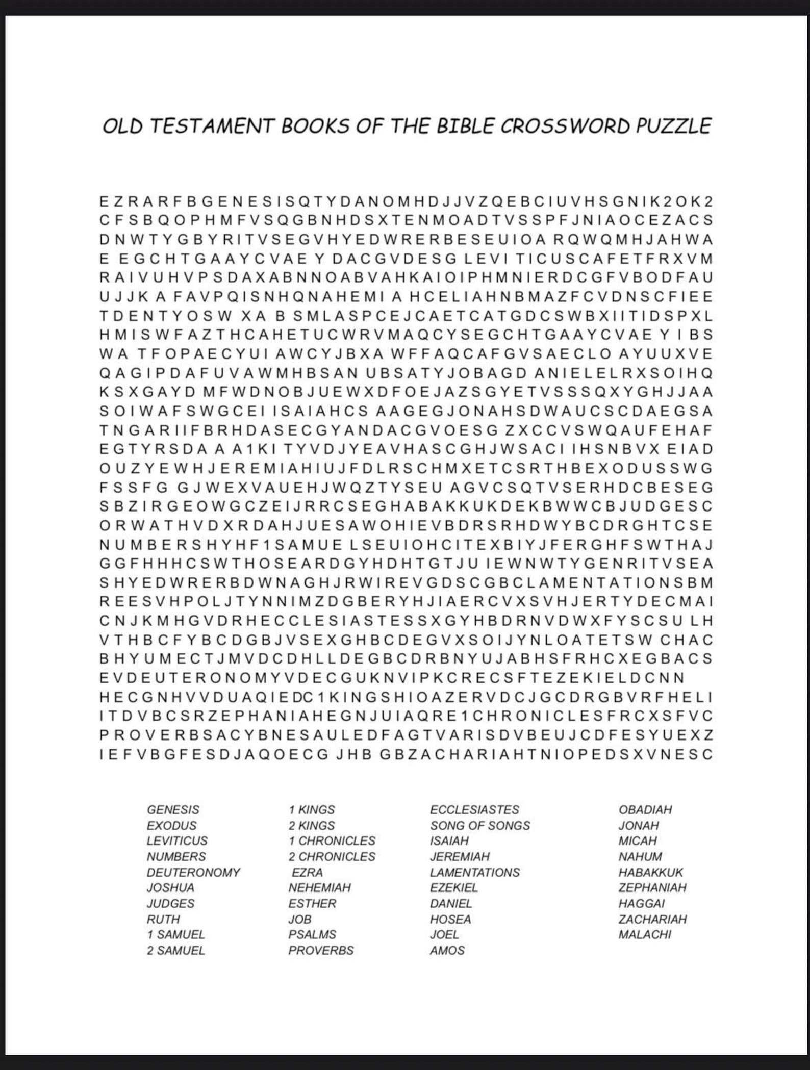 Old Testament Books of the Bible Word Search Puzzle - Etsy