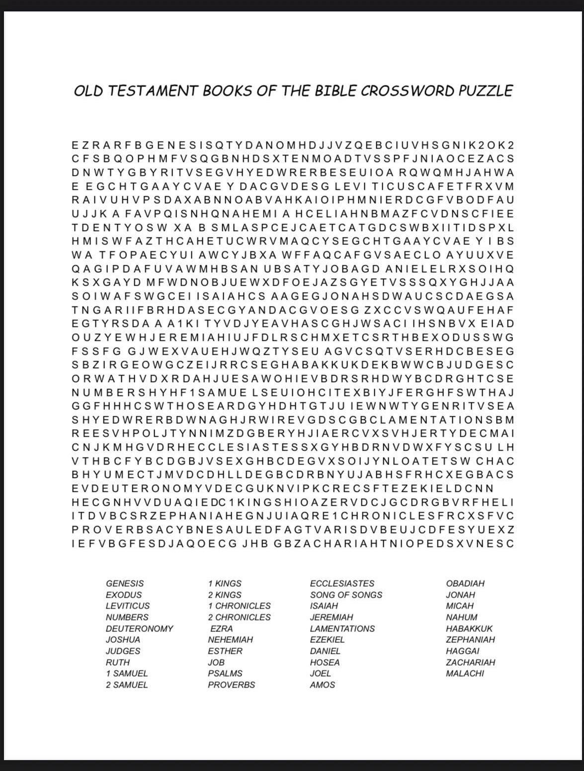 Old Testament Books of the Bible Word Search Puzzle - Etsy