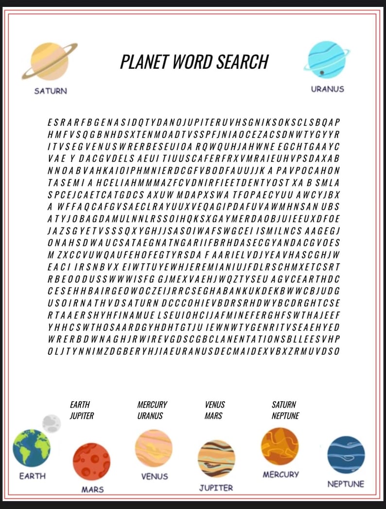 Planet Word Search - Etsy