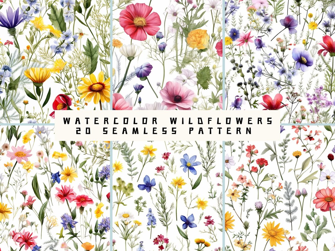 Watercolor Wildflowers, Flowers Seamless Pattern, Floral Prints ...