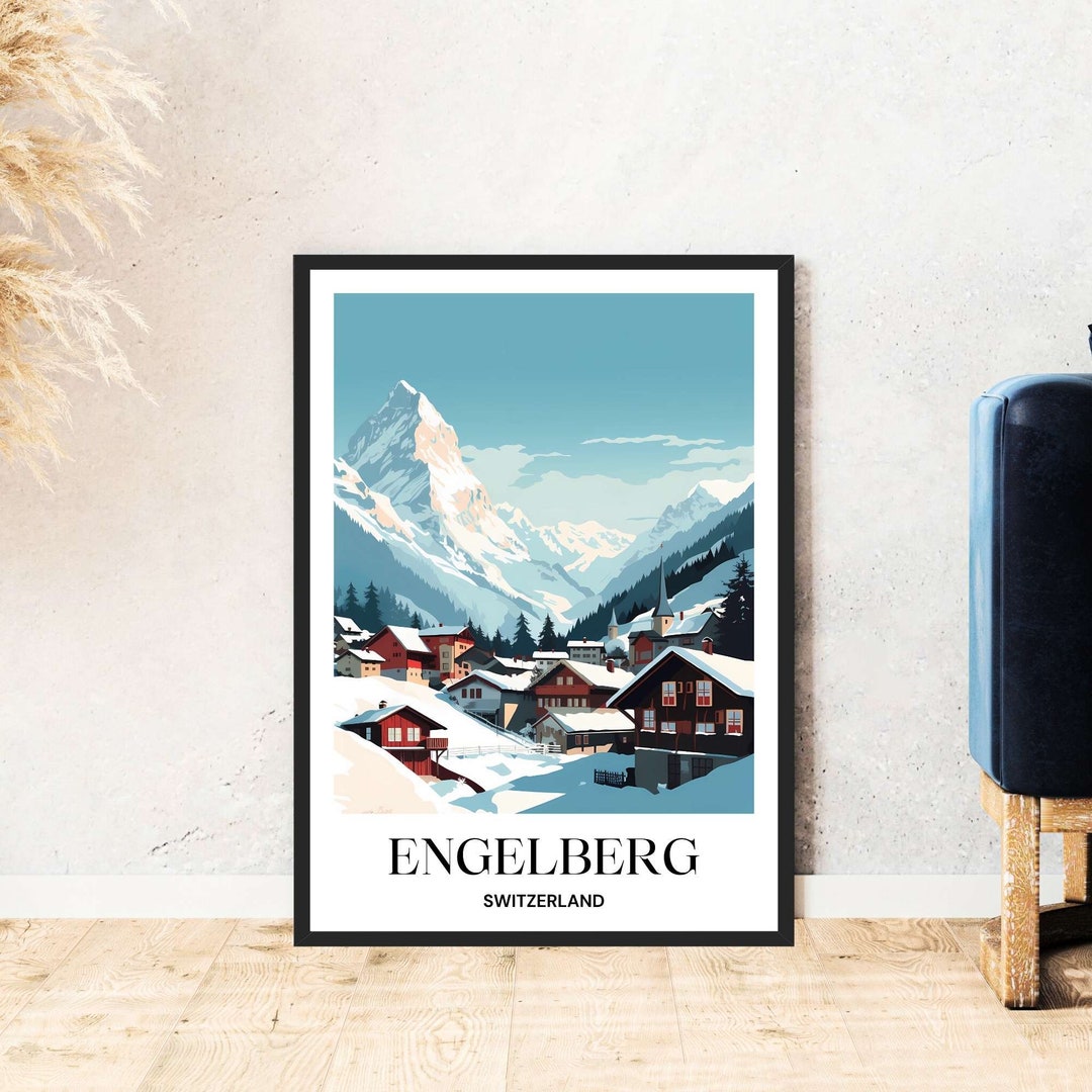Engelberg Titlis Travel Poster Switzerland Mountains Skiing Hiking ...