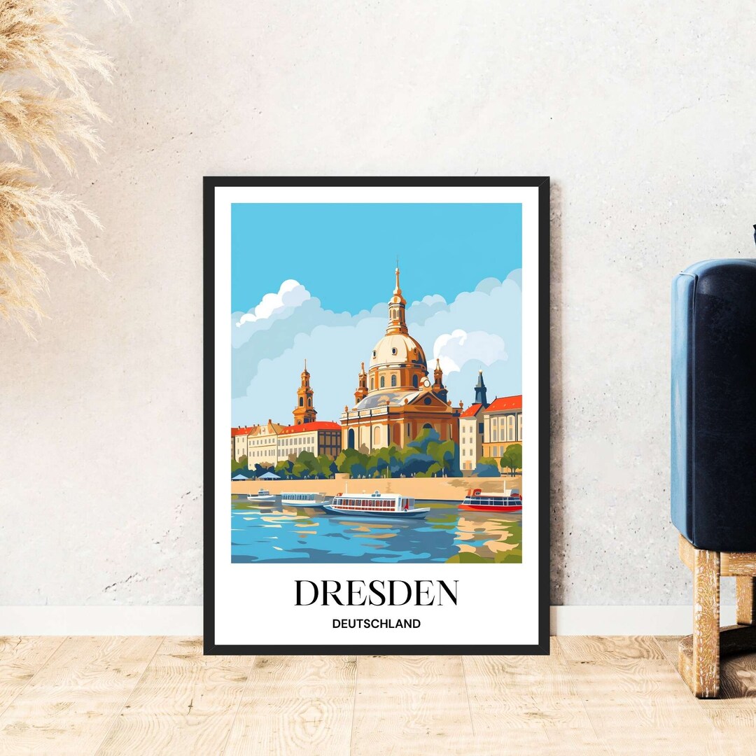 Dresden Frauenkirche Travel Poster Germany Print Poster Saxony Digital ...