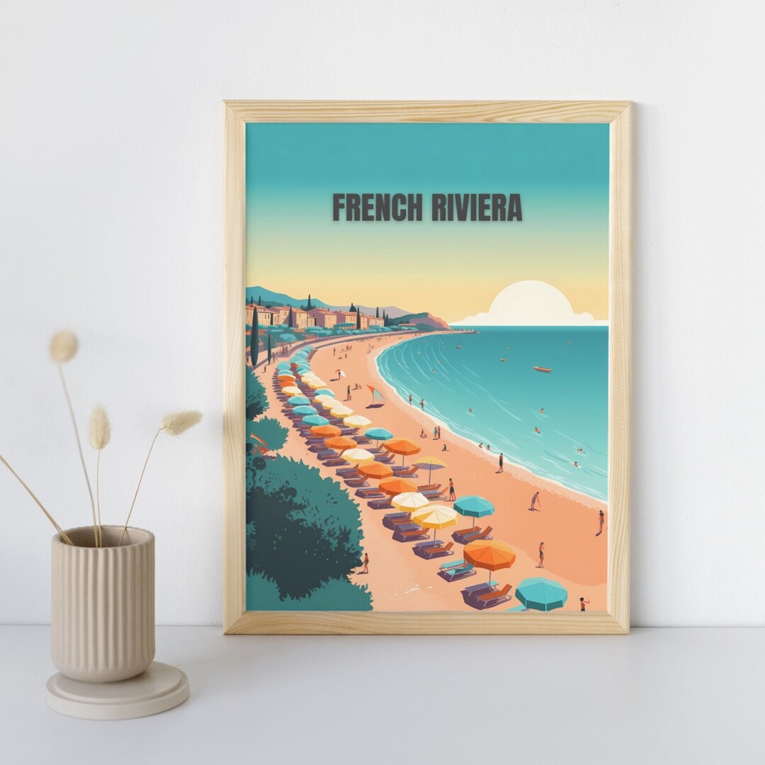 French Riviera Travel Poster France Beach Côte D'azur - Etsy