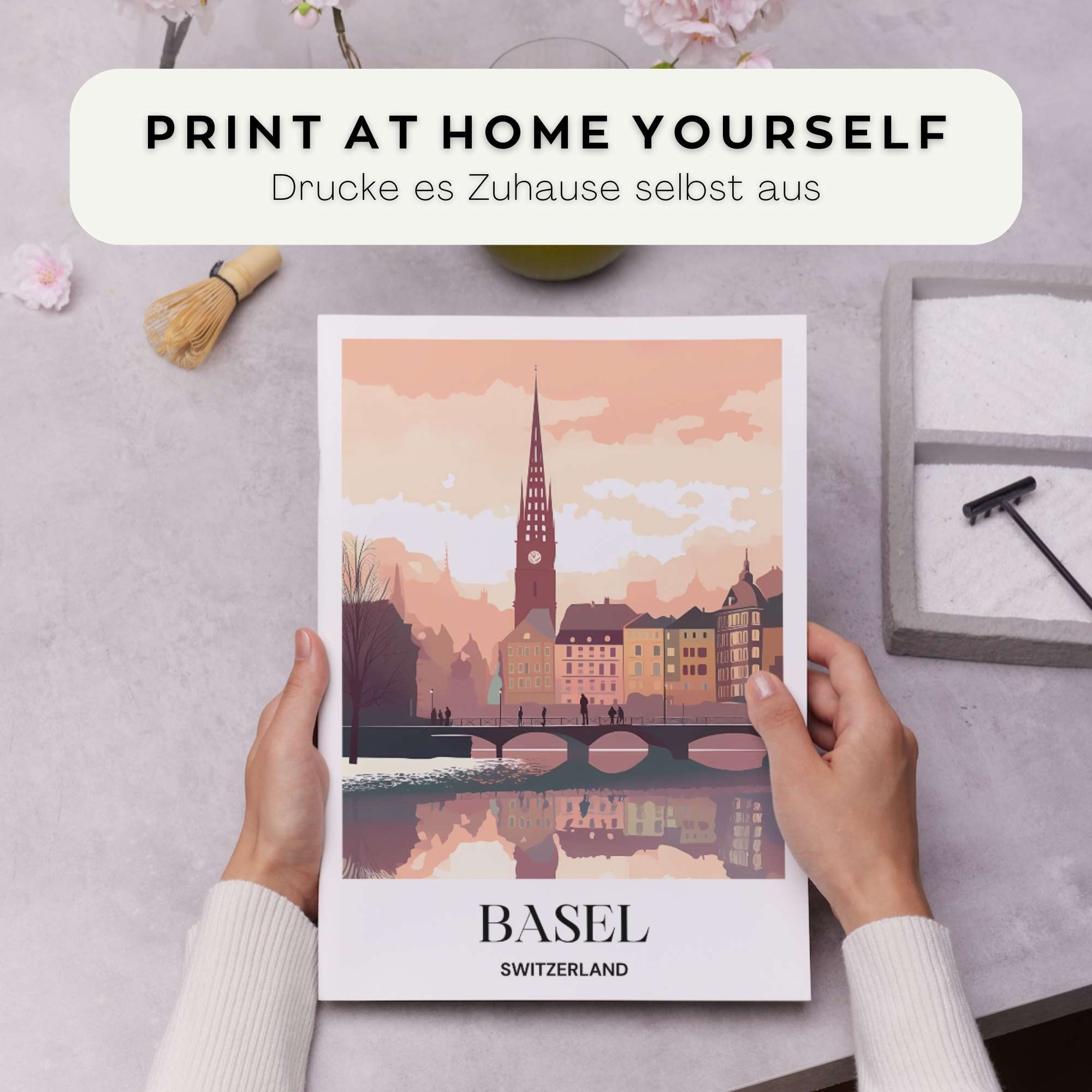 Basel Big City Travel Poster Switzerland Mountains Skiing Hiking ...