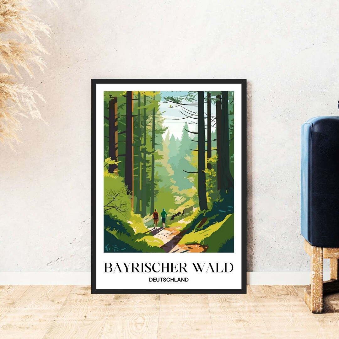 Bavarian Forest Travel Poster Germany Nature Print Poster Digital ...