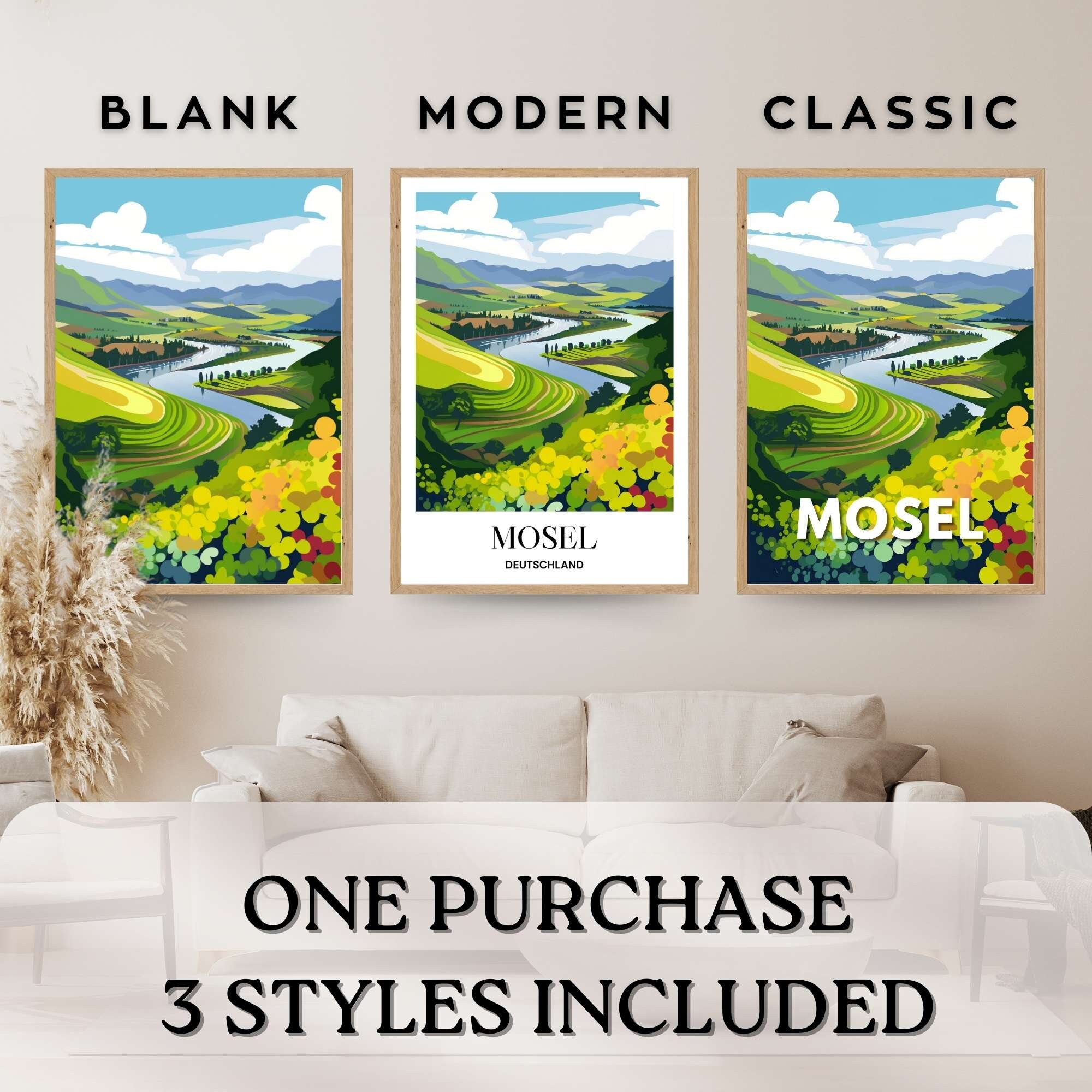 Moselle Valley Travel Poster Germany Vineyards Print Mosel Poster ...