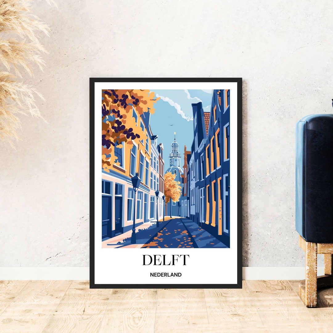 Delft Travel Poster Holland Netherlands Poster Print Wall Art Home ...