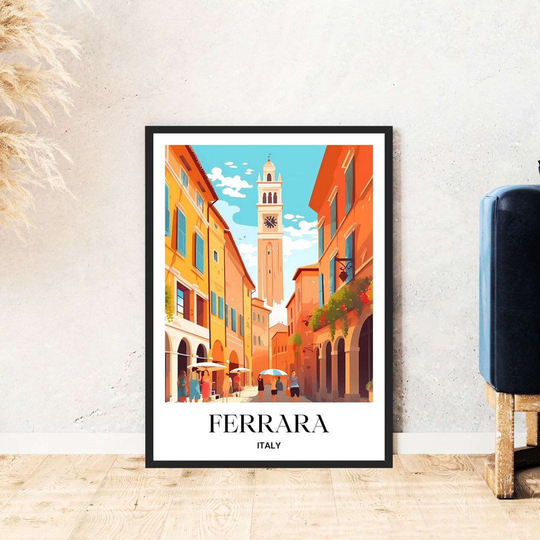 Ferrara Art City Travel Poster Italy Emilia-romagna Hiking Culture ...