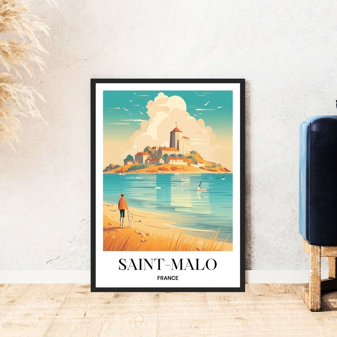 Saint Malo Travel Poster France Old Town Brittany Fortress Summer ...