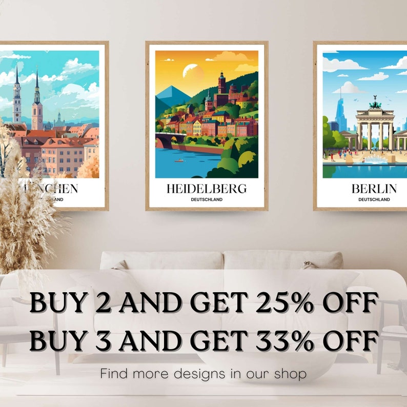 Heidelberg Travel Poster Germany Old Town Print Castle Poster Digital ...