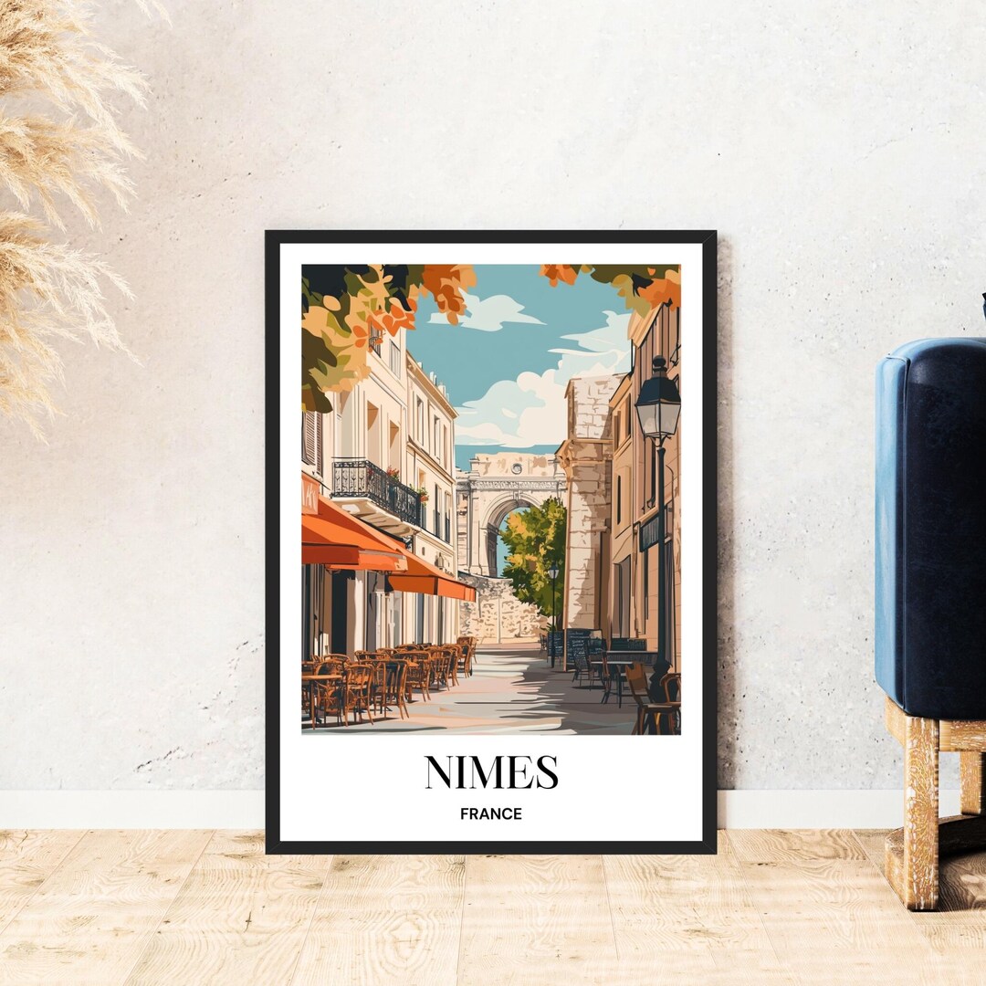 Nimes Travel Poster France Old Town Fortress La Citè Digital Download ...