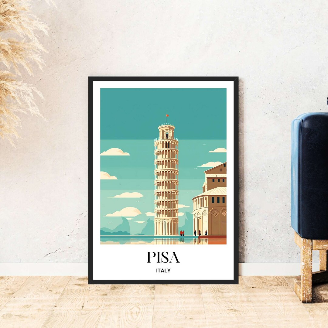 Leaning Tower of Pisa Travel Poster, Italy Tuscany Hiking Culture ...