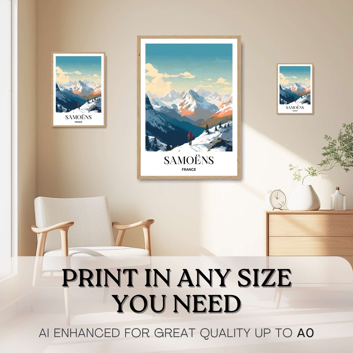 Samoëns Travel Poster France Alps Ski Snowboard Mountains Hiking ...