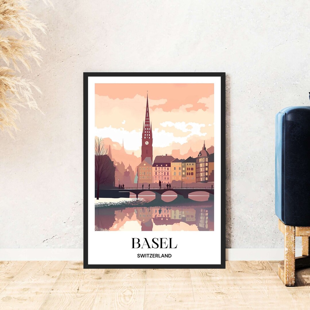 Basel Big City Travel Poster Switzerland Mountains Skiing Hiking ...