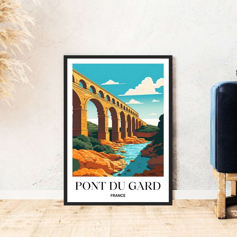Pont Du Gard Travel Poster France Roman Aqueduct Culture Digital ...