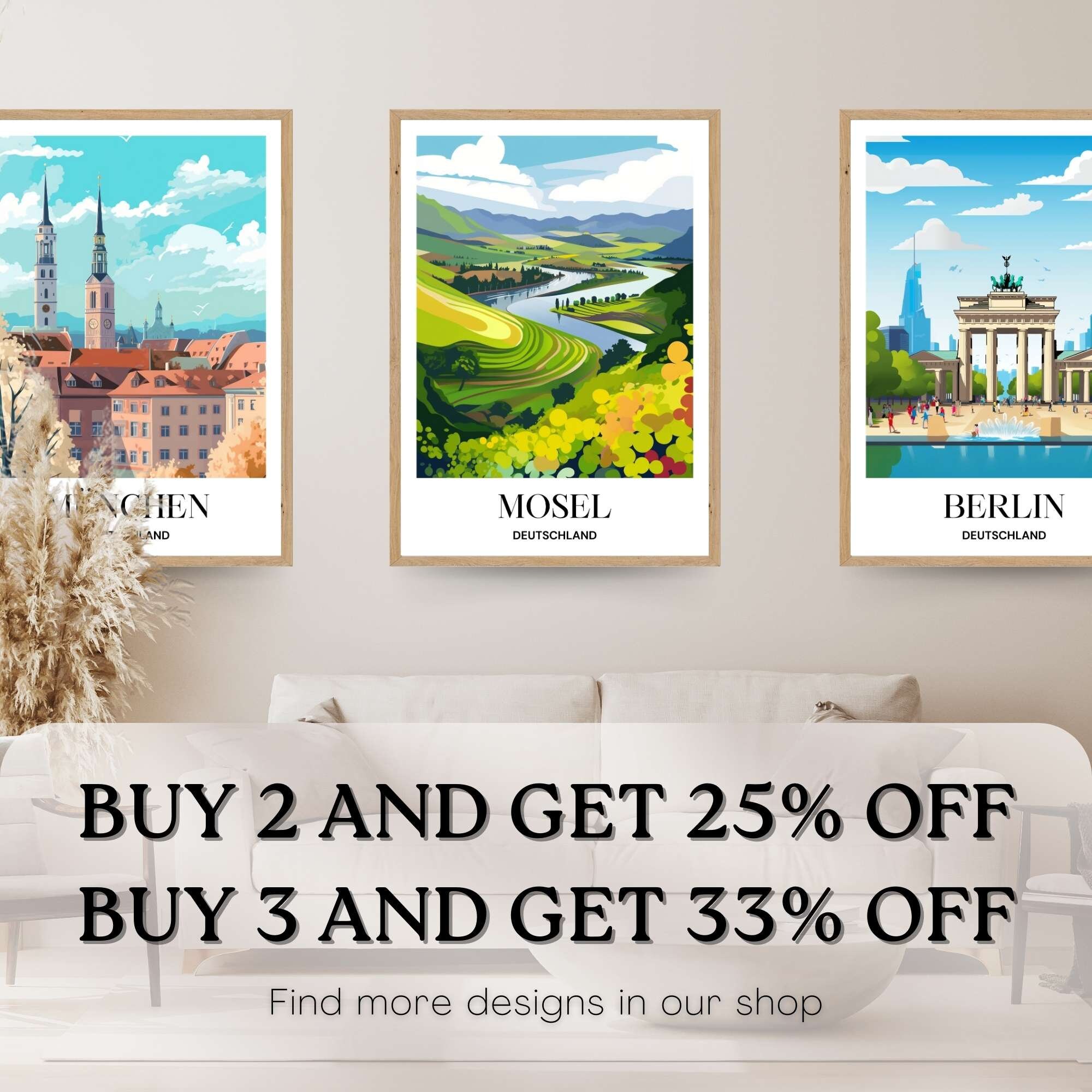 Moselle Valley Travel Poster Germany Vineyards Print Mosel Poster ...