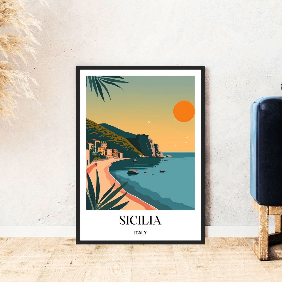 Sicily Travel Poster Italy Print Wall Art Poster Home Decor Digital ...