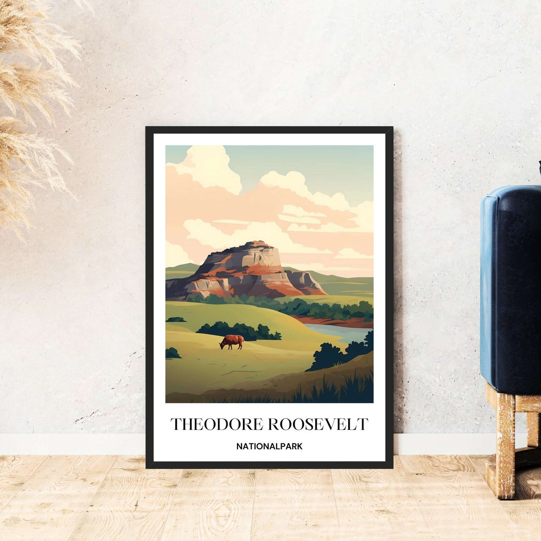 Theodore Roosevelt National Park Travel Poster USA North Dakota ...