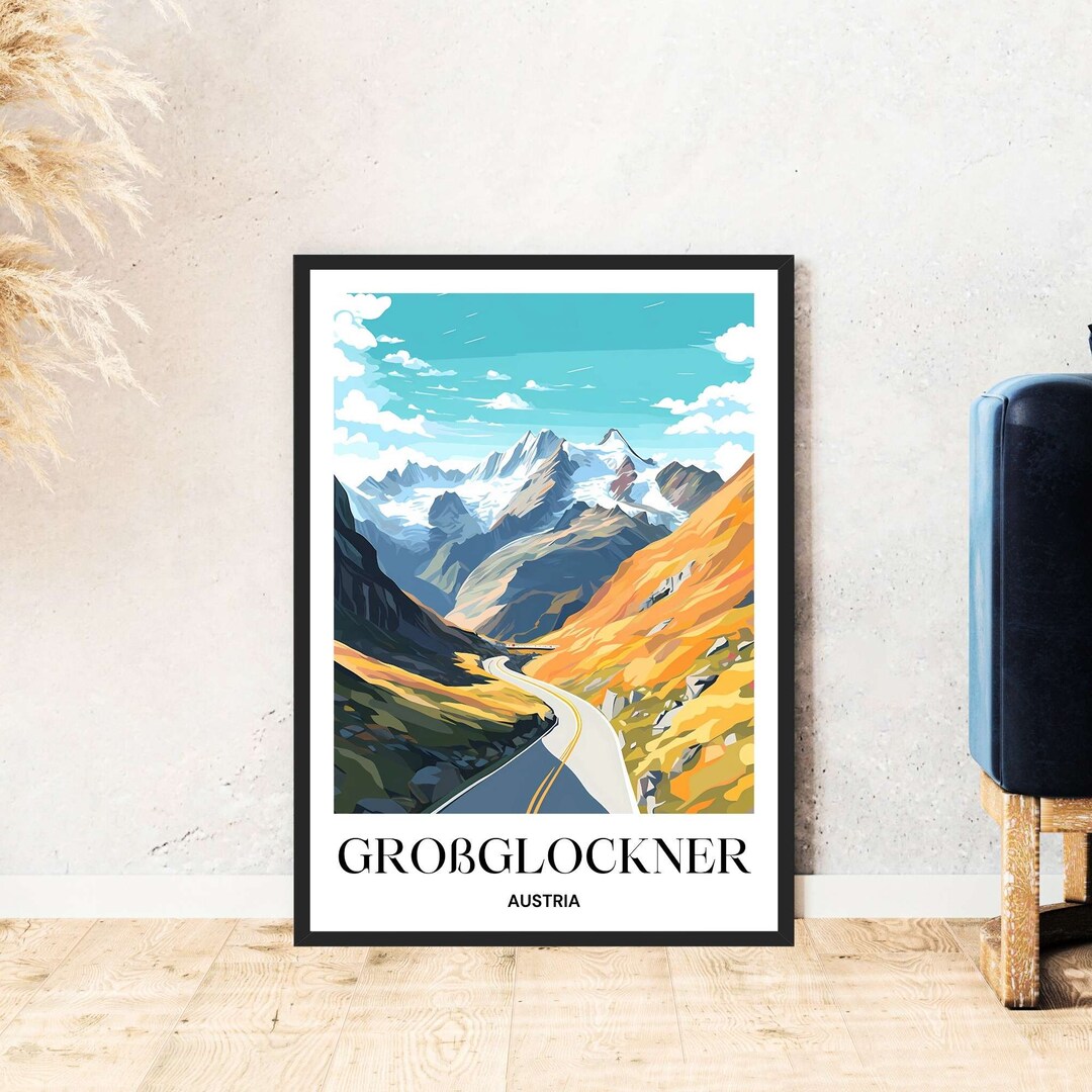 Grossglockner High Alpine Road Travel Poster Austria Mountains Digital ...