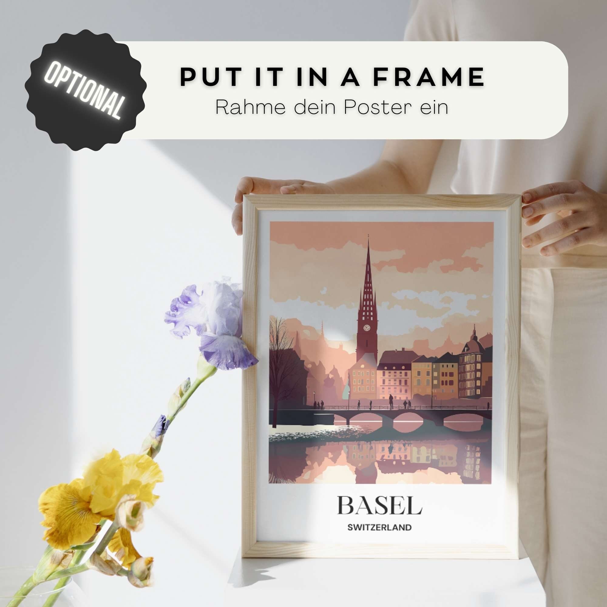 Basel Big City Travel Poster Switzerland Mountains Skiing Hiking ...