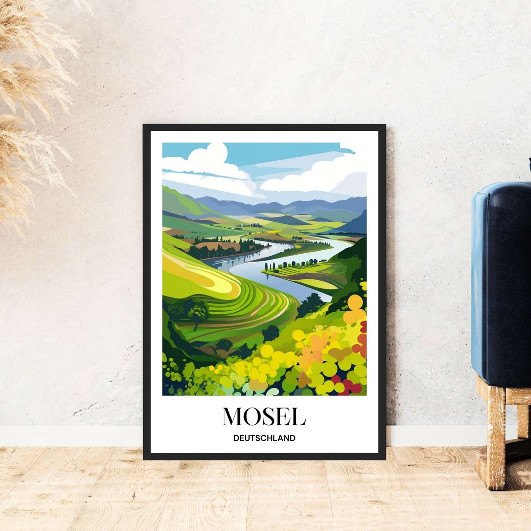 Moselle Valley Travel Poster Germany Vineyards Print Mosel Poster ...