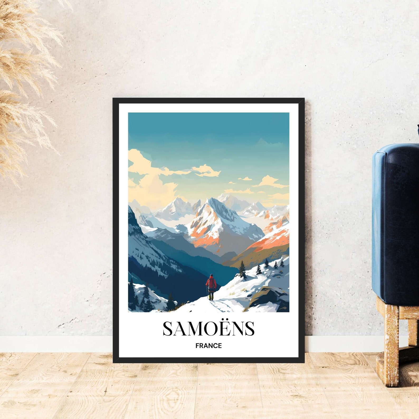 Samoëns Travel Poster France Alps Ski Snowboard Mountains Hiking ...