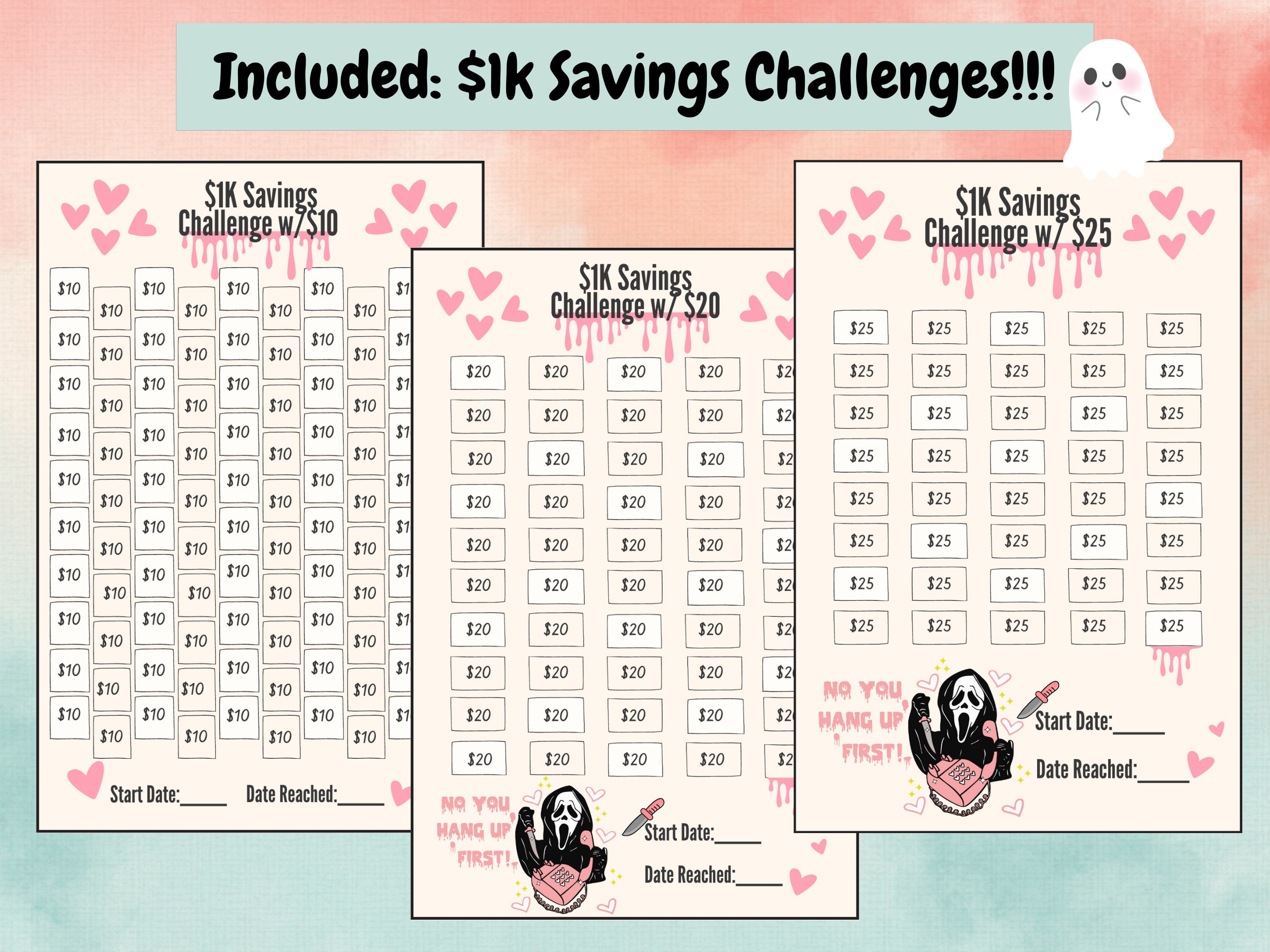 Ghostface Savings Challenge Bundle Money Saving Digital Printables No ...