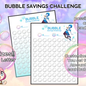 Bubble Savings Challenge Anime Savings Challenge Cash Binder Inserts ...