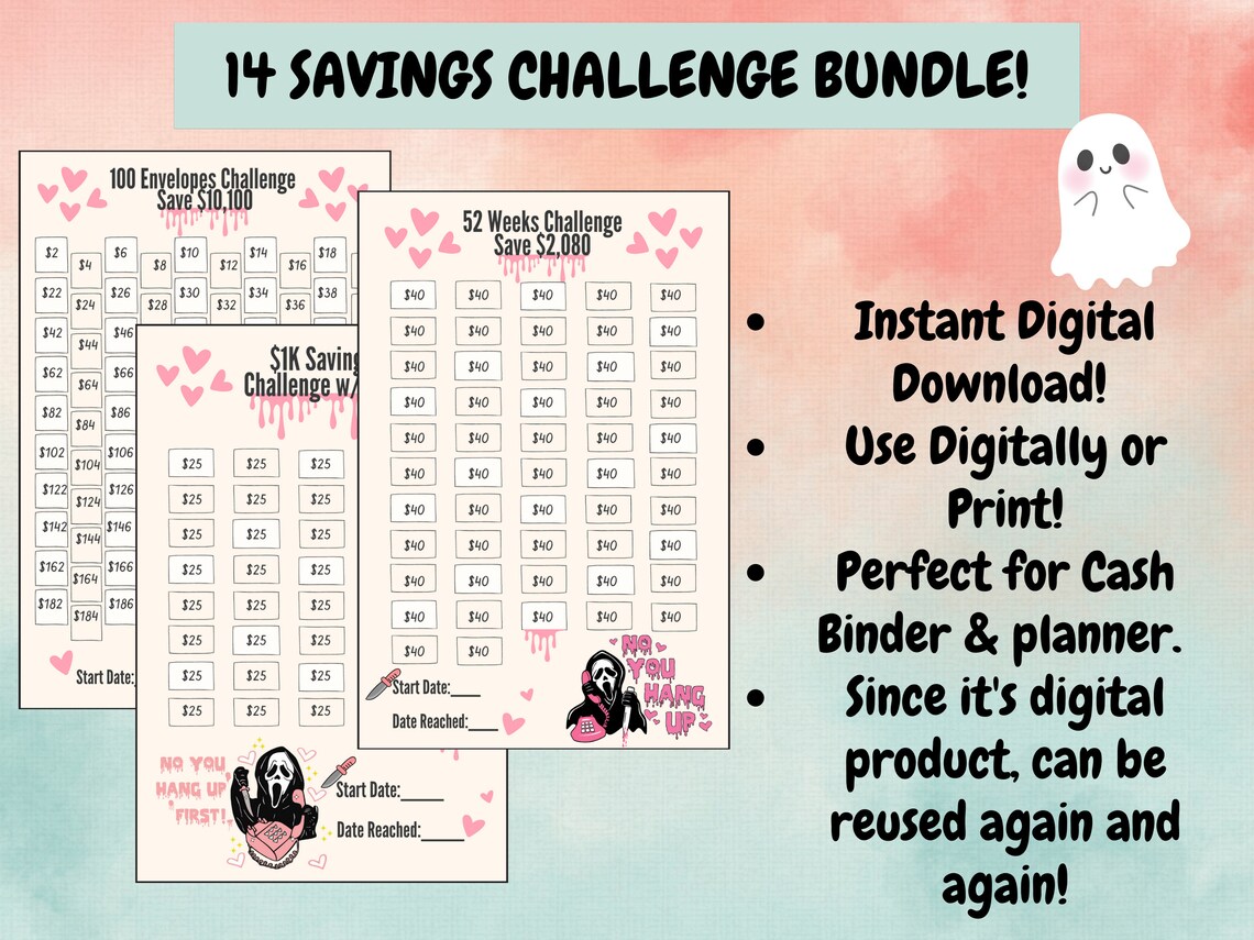 Ghostface Savings Challenge Bundle Money Saving Digital Printables No ...