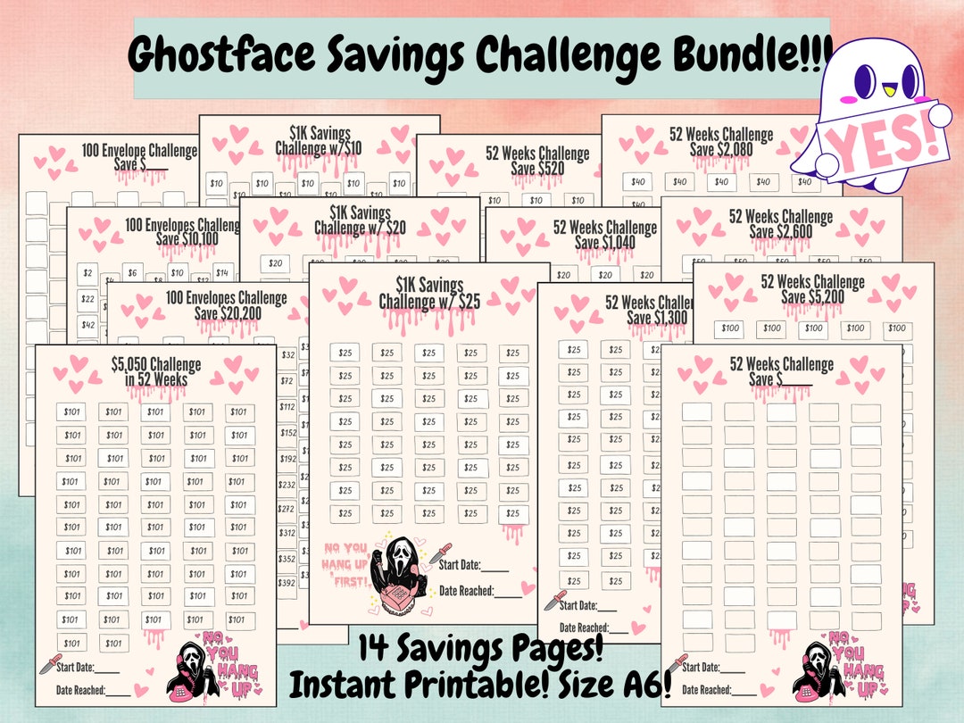 Ghostface Savings Challenge Bundle Money Saving Digital Printables No ...