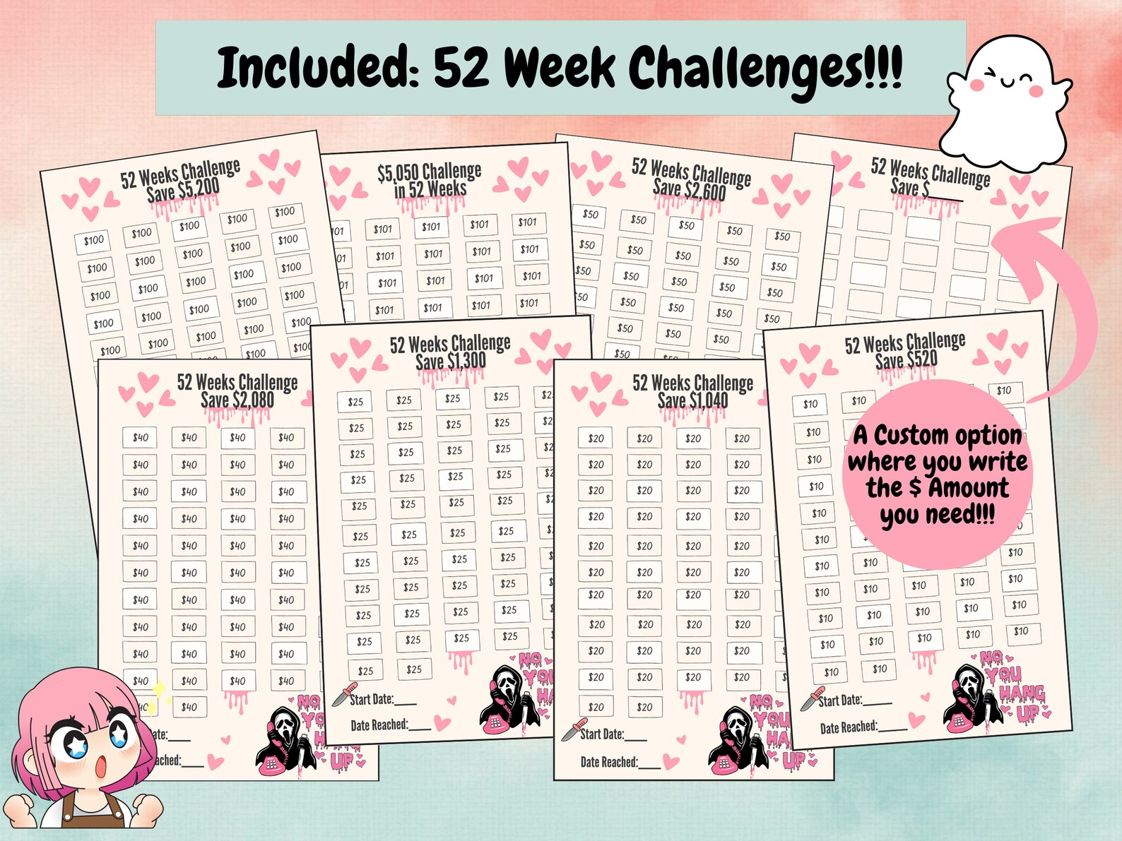 Ghostface Savings Challenge Bundle Money Saving Digital Printables No ...