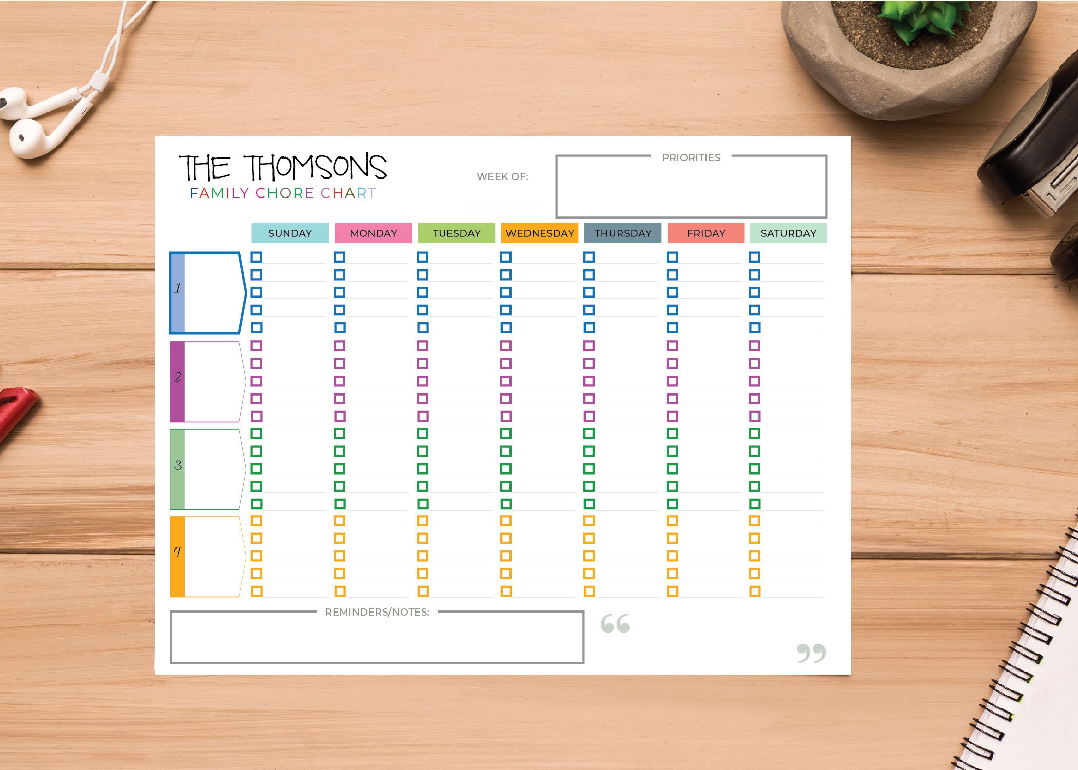 Family Chore Chart | Weekly Chores | Chores List | Chores Chart ...