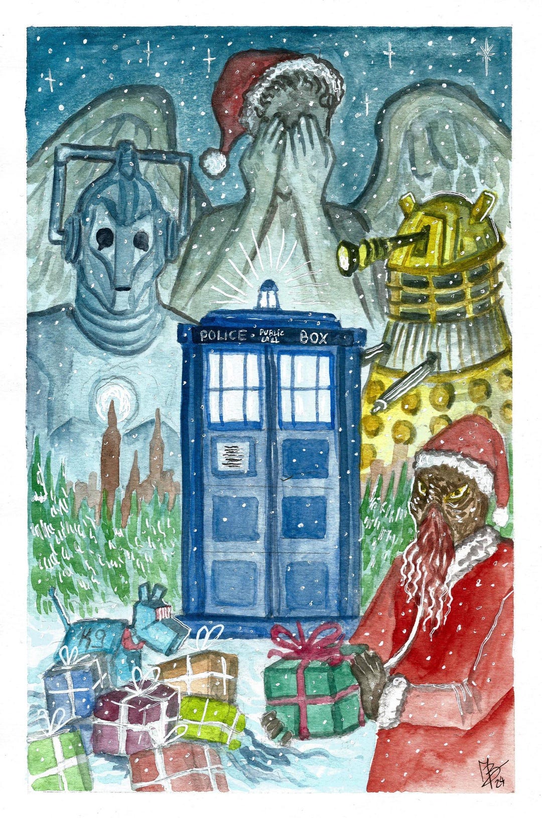 Doctor Who Christmas Card Tardis Season Card Dr Who Christmas Card Sci ...