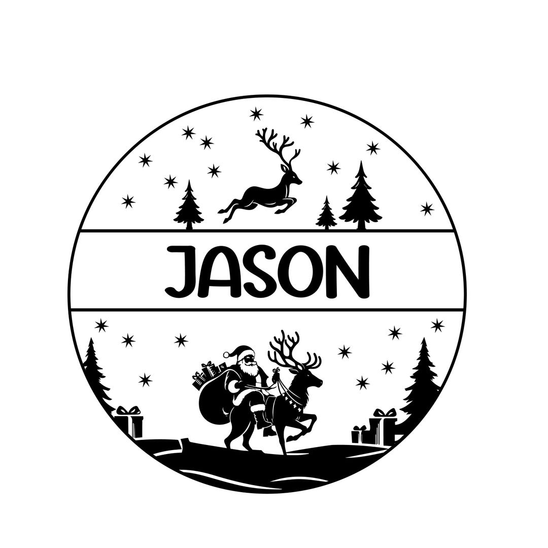 Christmas Family Name Svg , Round Christmas Family Name Sign Svg, Png ...