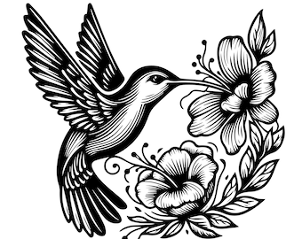 Hummingbird Flowers Heart Svg File Florals Svg Hummingbird Clipart ...
