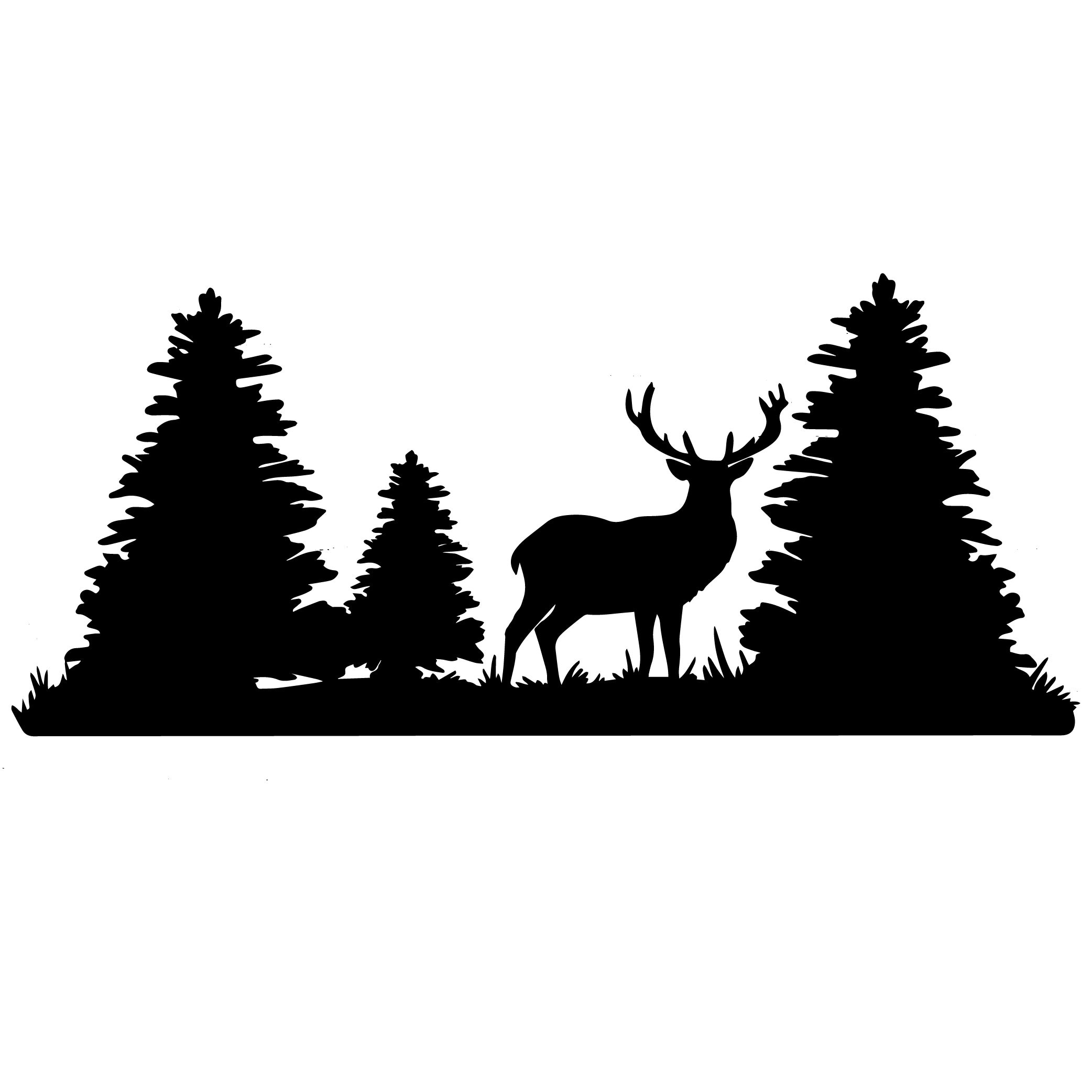 Deer SVG File, Deer Silhouette Svg, Deer in the Forest Svg, Pine Trees ...